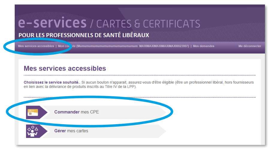 ANS Commande de Carte CPE Nominative dans TOPS